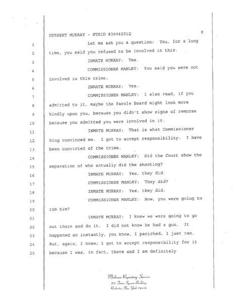Parole Hearing Transcripts For Diana Ortiz And Herbert Murray