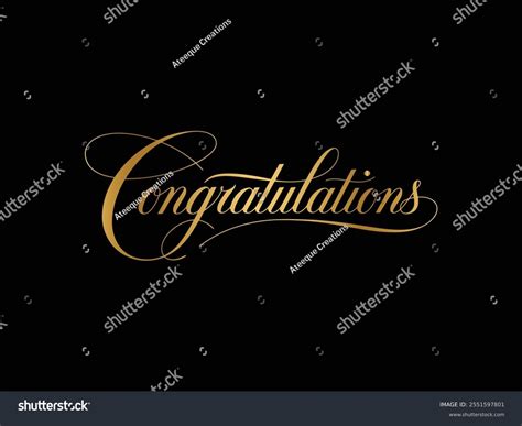 Cursive Congratulations Typography Beautiful Congratulations Calligraphy Stock Vector Royalty