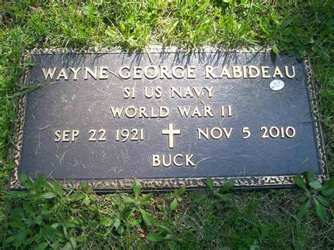 Wayne George “buck” Rabideau 1921 2010 Find A Grave äreminne