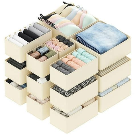 Tooloton Drawer Organizer For Clothes 18 Pack Beige