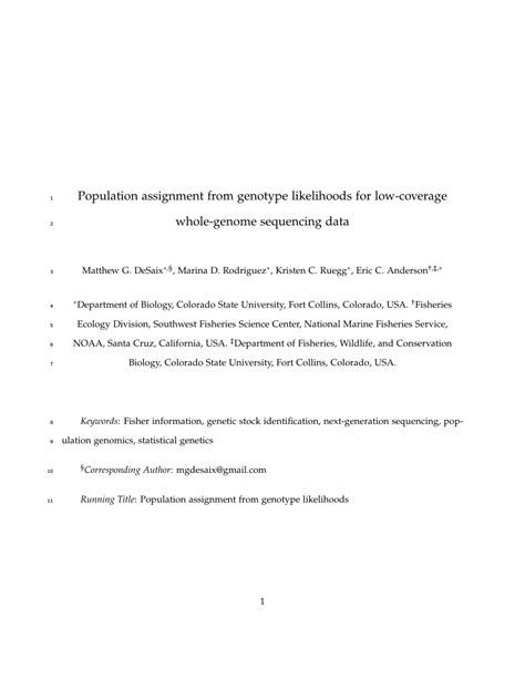 Pdf Population Assignment From Genotype Likelihoods For Low Coverage Whole Genome Sequencing Data