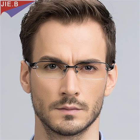 Pure Titanium Half Rim Eyeglasses Frame Unique Designer Men Glasses