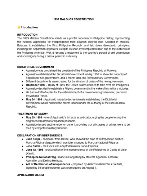 Readings In Philippine History 1899 Malolos Constitution Download Free Pdf President Of