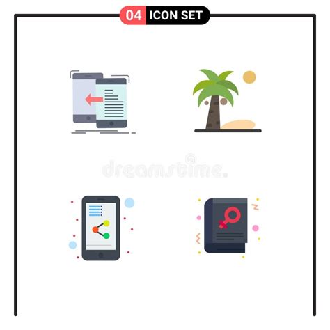 mobile interface flat icon set of 4 pictograms of data share