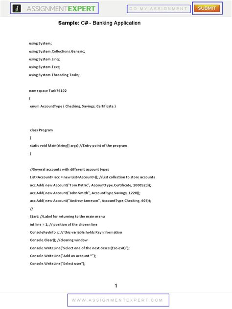 Banking Application Programming C Sharp D 76102 Pdf C Sharp