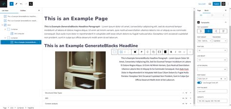 typographical settings in wordpress using generateblocks encodedothost
