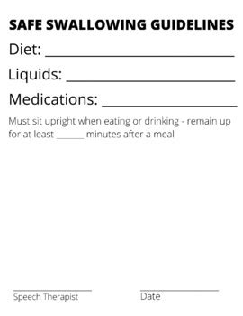 Safe Swallowing Guidelines Handout Snf Hospital Rehab Tpt