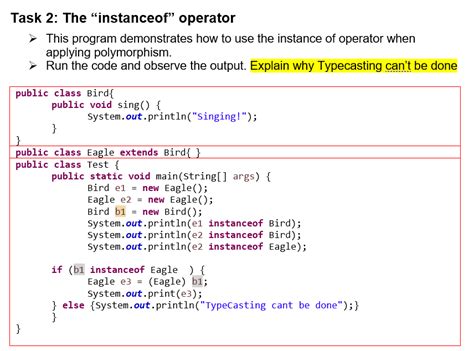 Solved Task The Instanceof Operator This Program Chegg