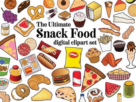 Ultimate Snack Food Digital Clipart Set Huge Snack Food Clip Art Bundle Snack Foods Svg Jpeg Png