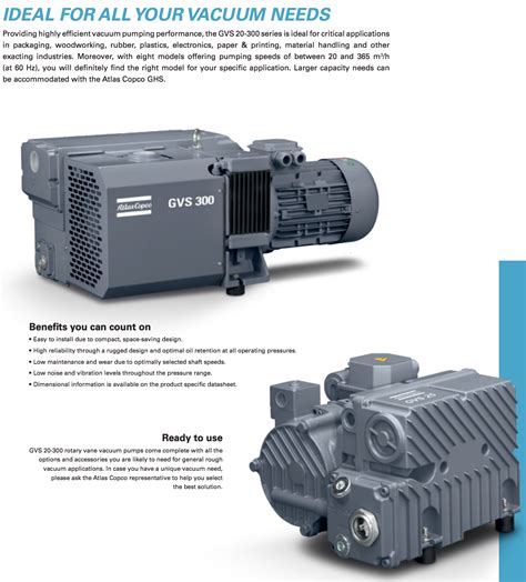 Atlas Copco 12 Hp Oil Sealed Rotary Vane Vacuum Pump Gvs 25a Iec Ul
