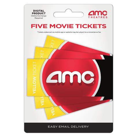 Amc Theatres Five Standarddigital Yellow Movie Tickets