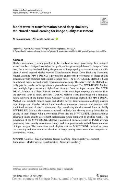 Morlet Wavelet Transformation Based Deep Similarity Structured Neural Learning For Image Quality