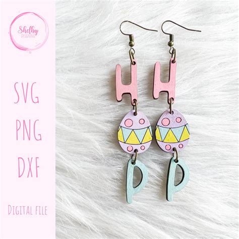 Cute Easter Egg Hop Dangle Earrings Svg Shelbydesigning