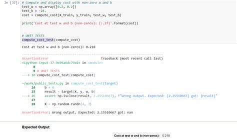 Help With C1w3 Exercise 2 Assertion Error Supervised Ml Regression And Classification