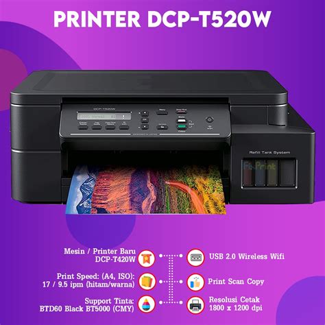 Jual Fixprint Printer Brother Ink Tank DCP-T520W Print Scan Copy WiFi Multifungsi DCP T520W ...