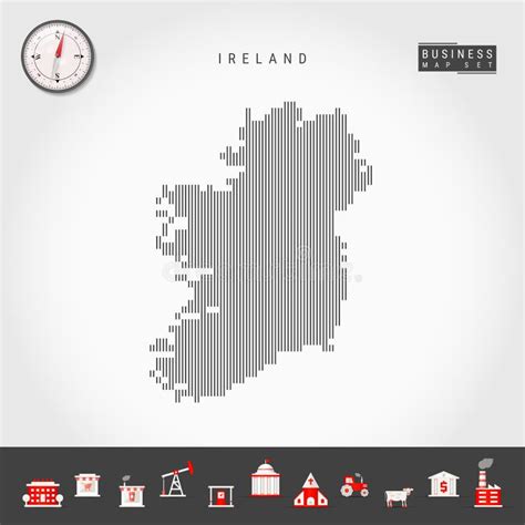 Vector Vertical Lines Map Of Ireland Striped Silhouette Of Ireland