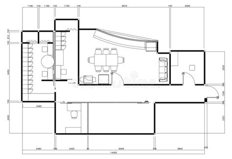 2d Vector Small Office Layout With Furniture Stock Illustration
