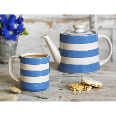 Tea Pot 4 Cup Classic Teapot Cornishware Blue Blue And White Striped