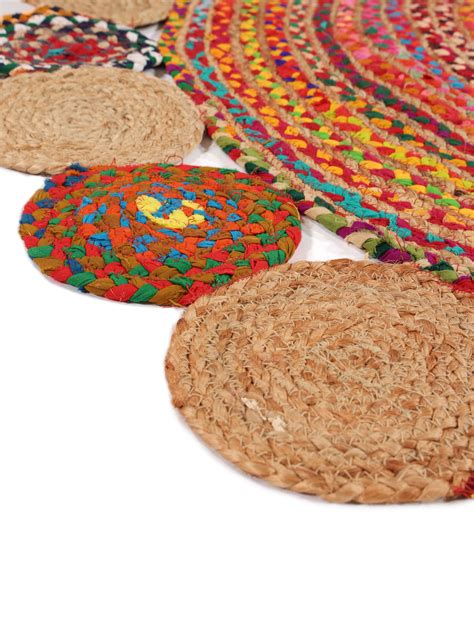 Solana Dot Jute Πολύχρωμα Oτρογγυλό Ø 200 Cm Χαλί Από Γιούτα Rugvista