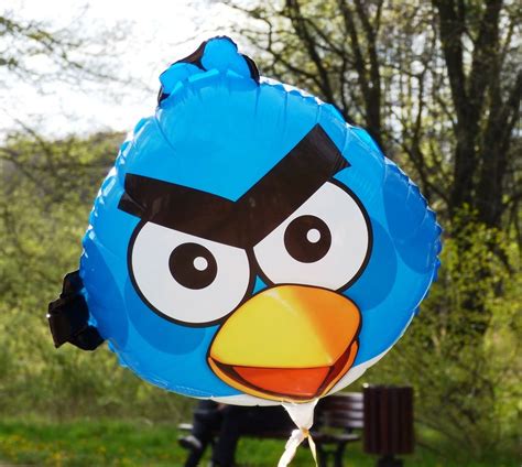 A Close Up Of A Blue Bird Shaped Balloon Angry Birds Balloon Bird Picryl Public Domain