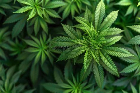 Green Cannabis Plants Background Flat Lay High Resolution Ultra
