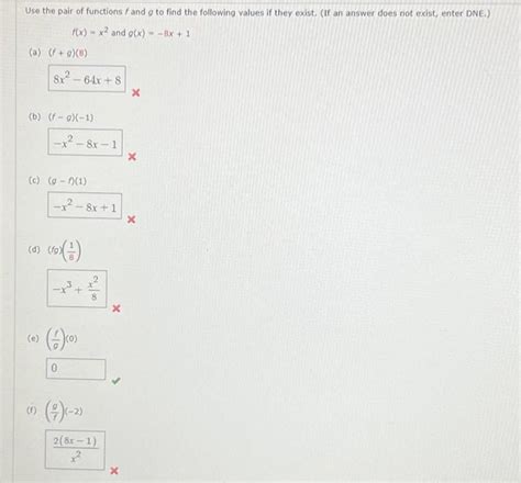 Solved Use The Pair Of Functions F And G To Find The Chegg Com