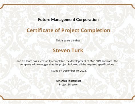 Free Project Completion Certificate Template To Edit Online