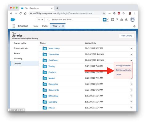 set up salesforce lightning content folders for crescendo