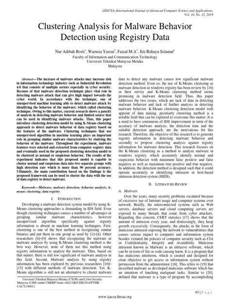 Clustering Analysis For Malware Behavior Pdf