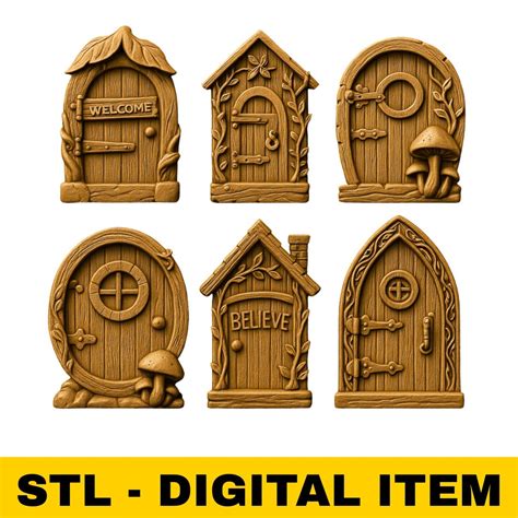 Fairy Door Stl Set For Diy Crafts 3d Printing Or Clay Mold Fantasy