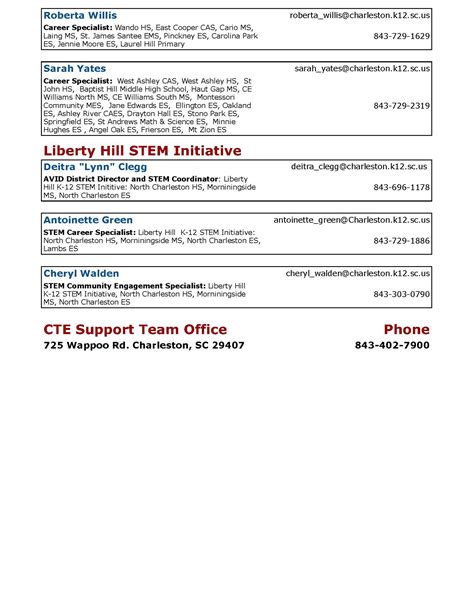 Cte Support Team Contacts Ccsd Cte