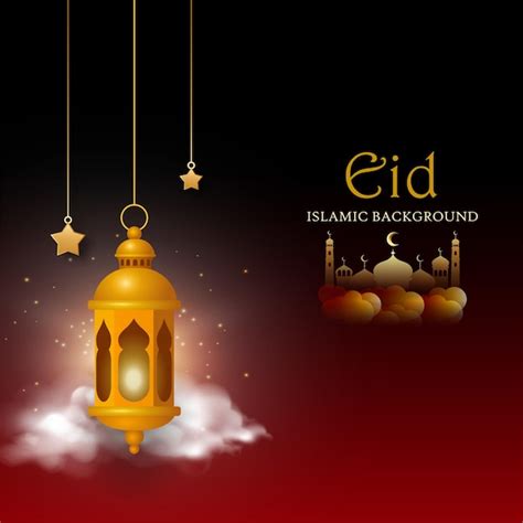 Premium Vector An Eid Eid Islamic Background With A Red Background