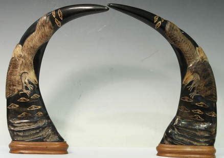 Southeast Asian Water Buffalo Horn Carving
