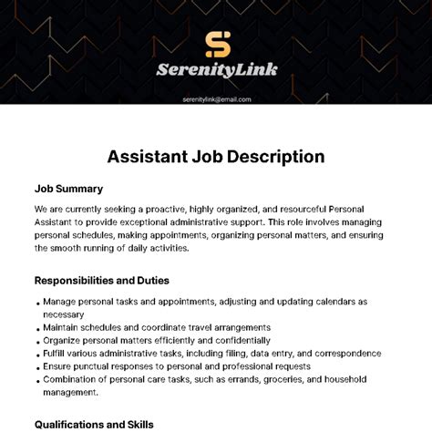 Page 27 Free Job Description Templates And Examples Edit Online