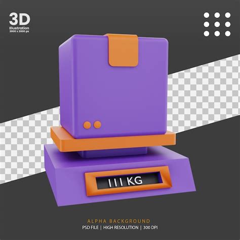 Premium Psd 3d Render Package Weigh Scale Illustration