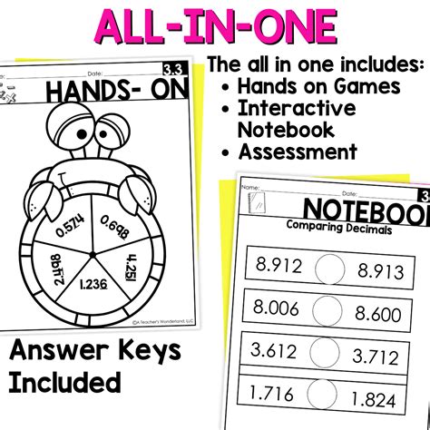 Comparing Decimals 5th Grade Guided Math Worksheets Activities Lessons