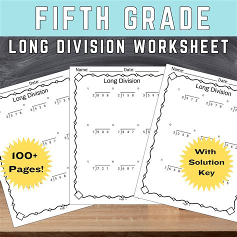 5th Grade Long Division Math Printable Homeschool Long Division Math