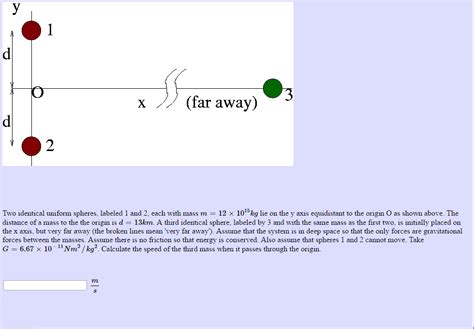 solved two identical uniform spheres labeled 1 and 2 each