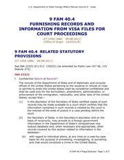 9 Fam 404 Furnishing Records And Information From Visa Files For Court