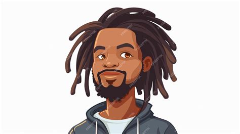 Cartoon Vector Illustration Of A Stylish Black Man With Dreadlocks