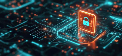 Digital Security Lock Symbolizing Cybersecurity Protection On A Futuristic Circuit Board