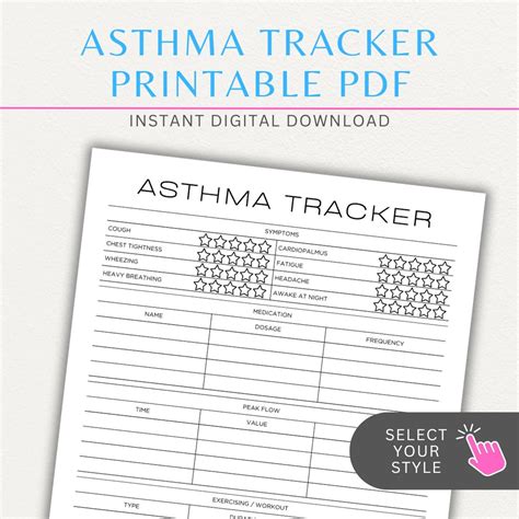 Asthma Tracker Printable Template Digital Download For Monitoring