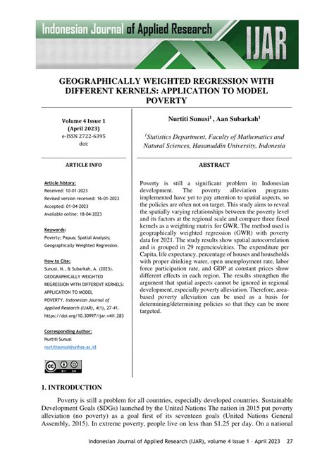 pdf geographically weighted regression with different kernels