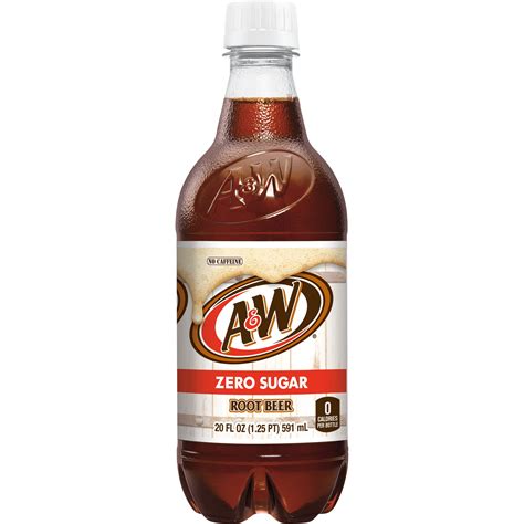 Aandw Zero Calorie Sugar Free Root Beer Soda Pop 20 Fl Oz Bottle