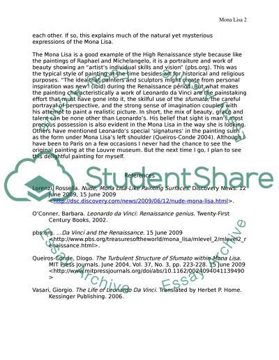 Mona Lisa Analysis Assignment Example Topics And Well Written Essays 625 Words