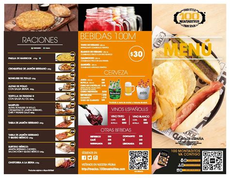 Menu At Corporativo 100 Montaditos México Restaurant Ciudad López Mateos