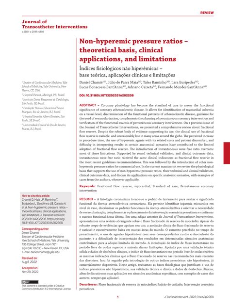 Pdf Non Hyperemic Pressure Ratios Theoretical Basis Clinical