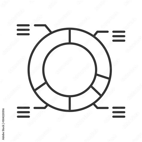 Doughnut Chart Line Black Icon Record Keeping Concept Visual Comparison Of Data Sign For Web