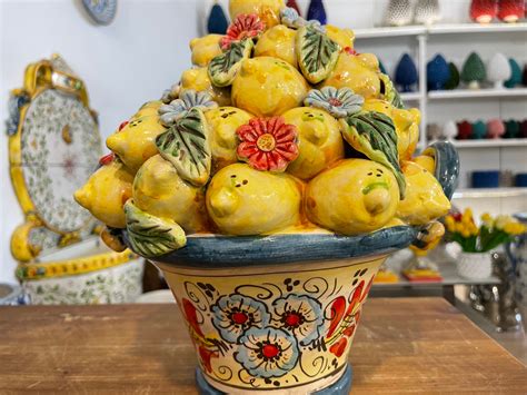 Ceramic Lemon Vase Sicilian Ceramic Lemon Vase L 27 X H 32 Cm Etsy