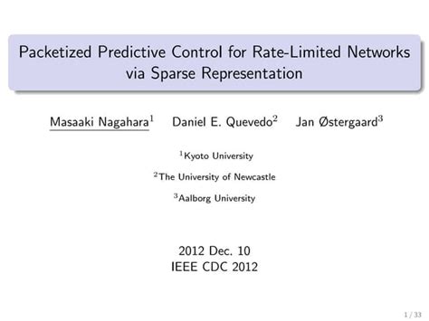 Packetized Predictive Control For Rate Limited Networks Via Sparse